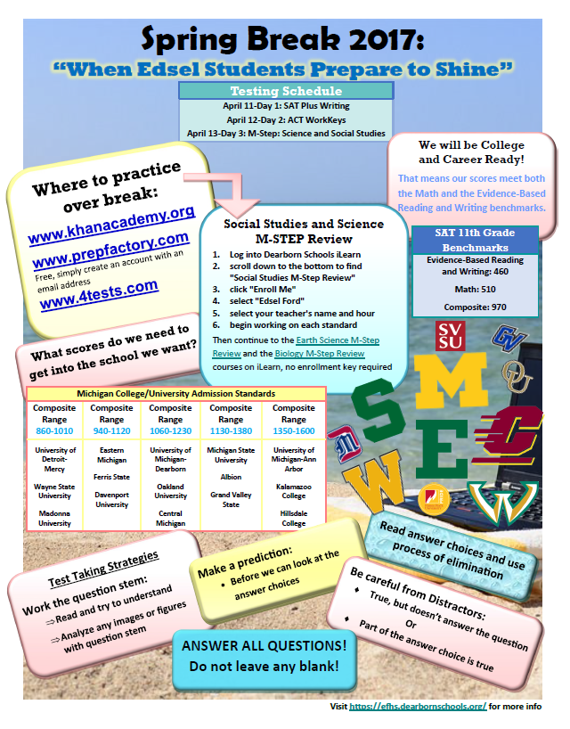 Spring Break Testing Practice | Edsel Ford High School