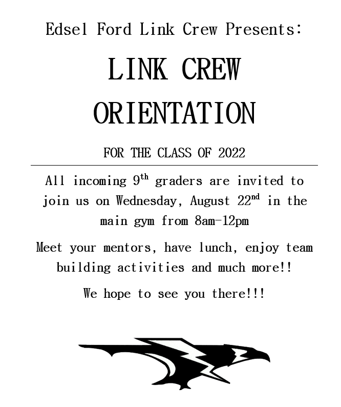 Link Crew Orientation for Incoming 9th Graders – Edsel Ford High School